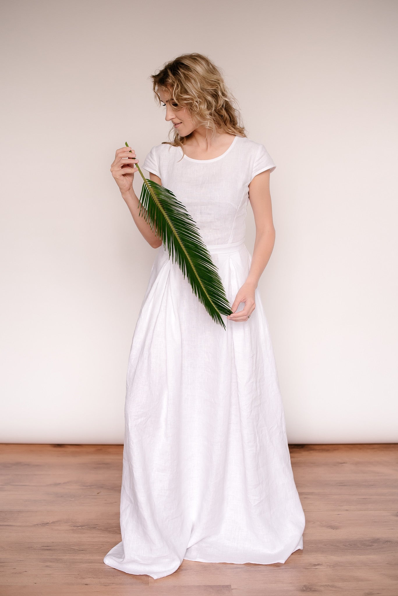 A-Line Linen Wedding Dress. Handcrafted. World Wide Shipping.