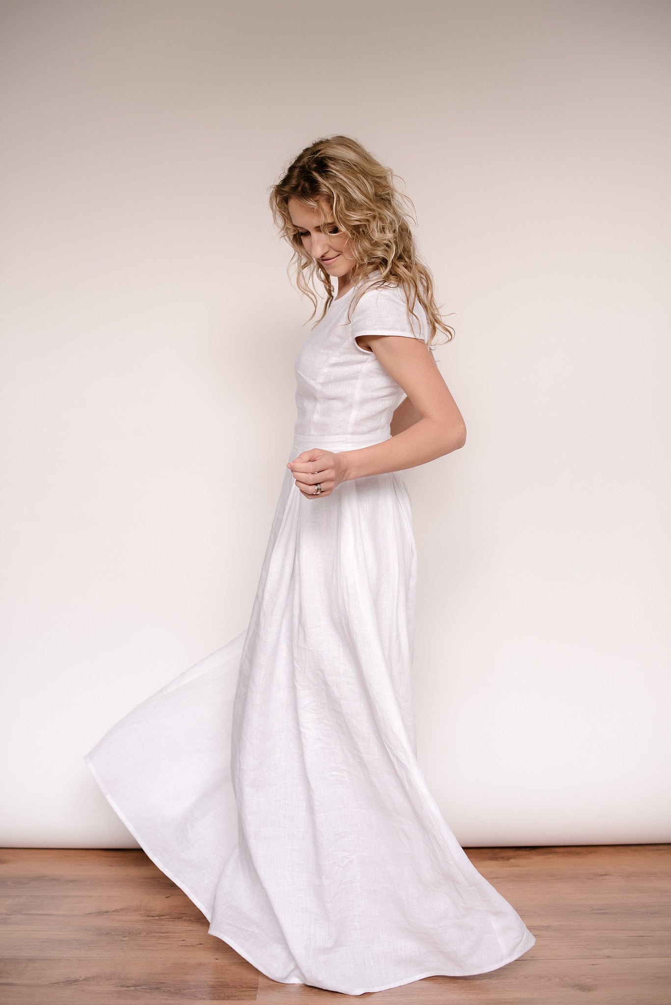 A-Line Linen Wedding Dress. Handcrafted. World Wide Shipping.