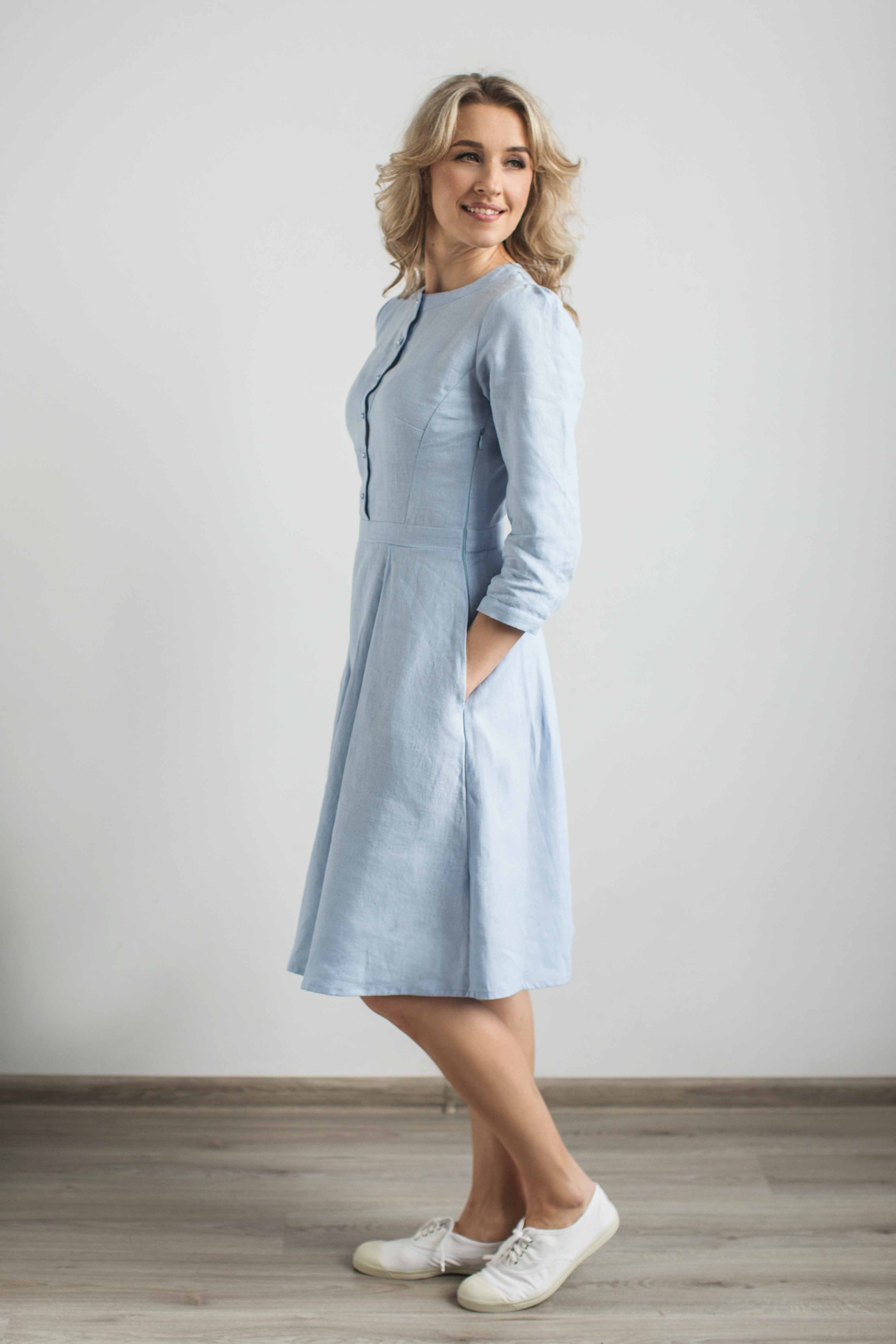 Linen elegant dress. Handcrafted by Linen Wedding Dress team.