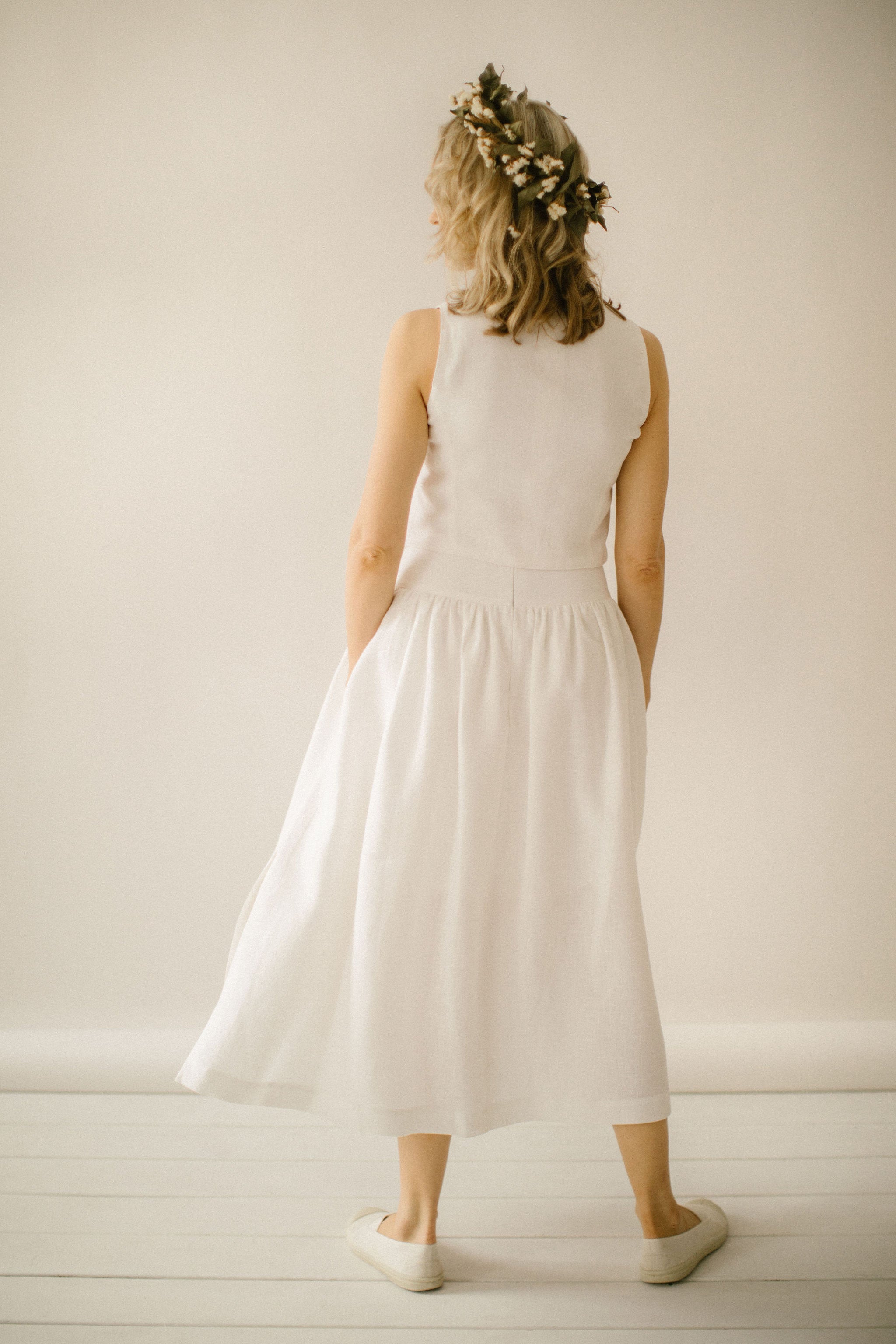 Two Piece Linen Wedding Dress. Handcrafted. World Wide Shipping.
