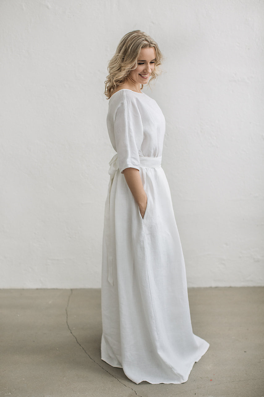 Linen Boho Wedding Dress. Handcrafted. World Wide Shipping. – Linen ...